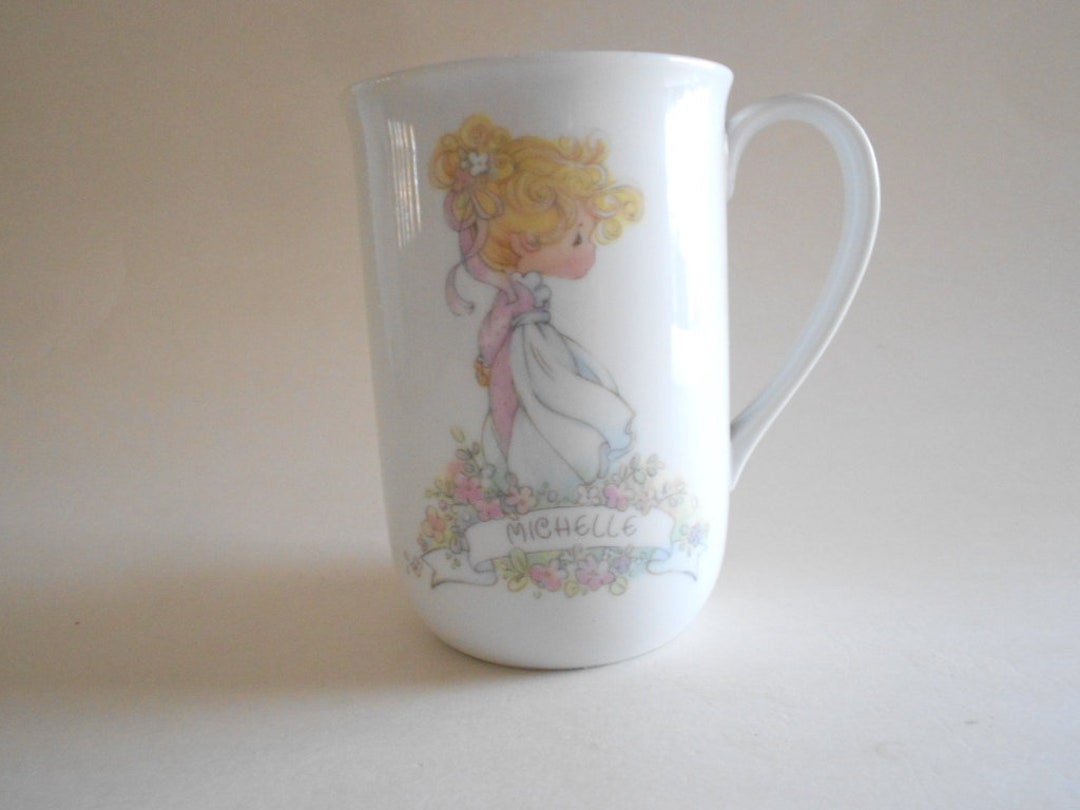 Precious Moments Mug MICHELLE Vintage 1989 Girl in Flowers Porcelain ...
