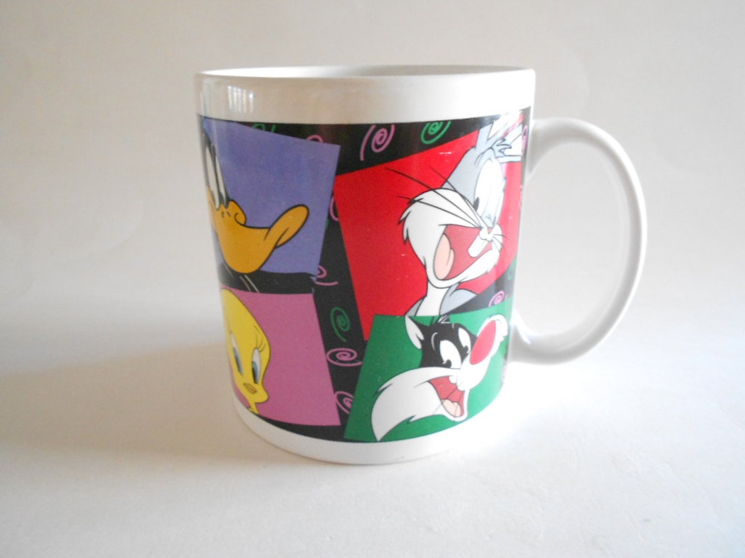 Looney Tunes Mug Large Mug Vintage 1998 Bugs Daffy Sylvester Tweety ...