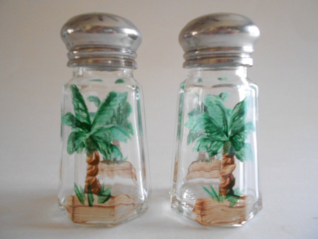 Palm Trees Salt Pepper Shakers Salt Pepper Jars Spice Jars | Etsy