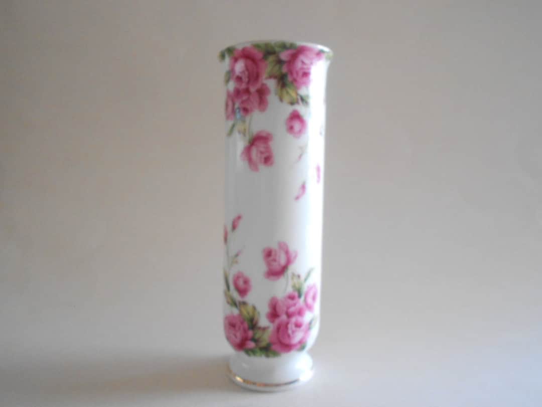 Vintage Lefton China Bud Vase, Pink Roses & Gold Trim, 1993 - Etsy