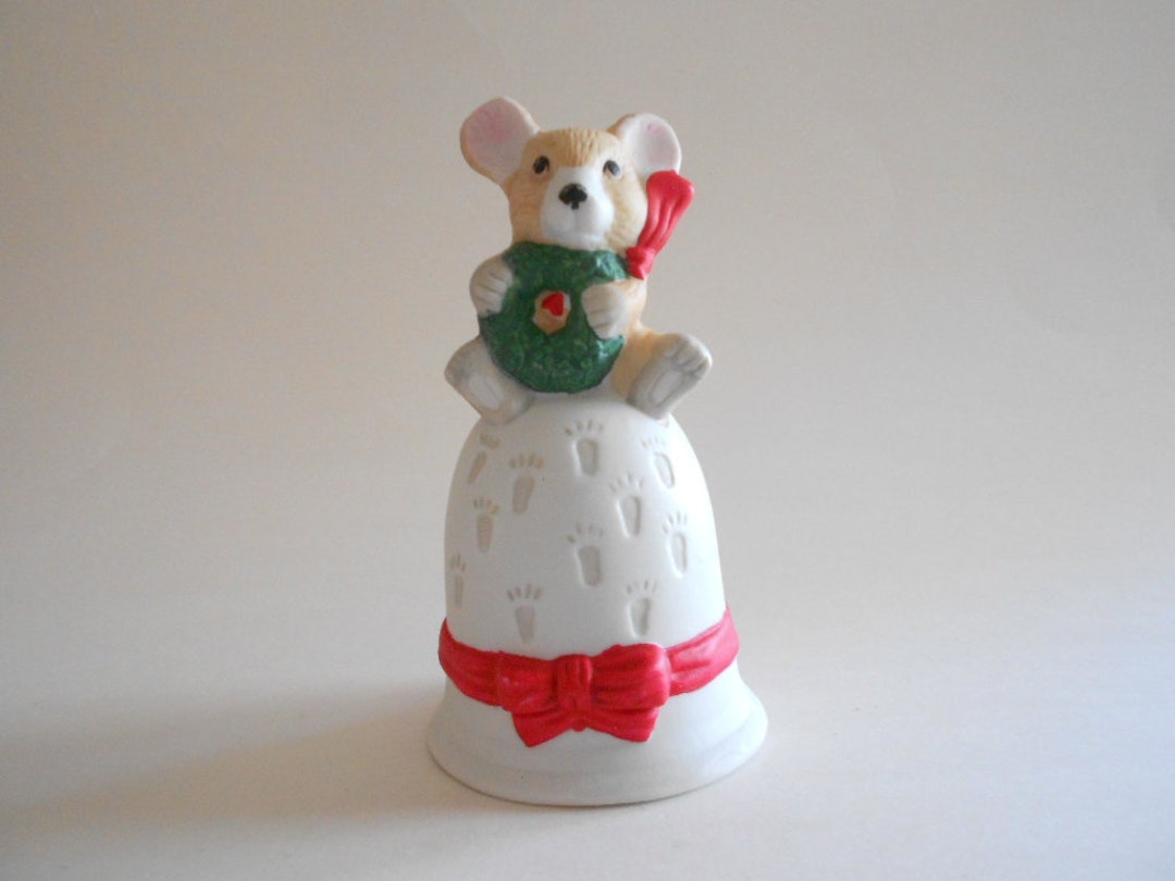 Mouse Bell Christmas Bell Porcelain Bell Vintage 1993 Dinner Bell White ...