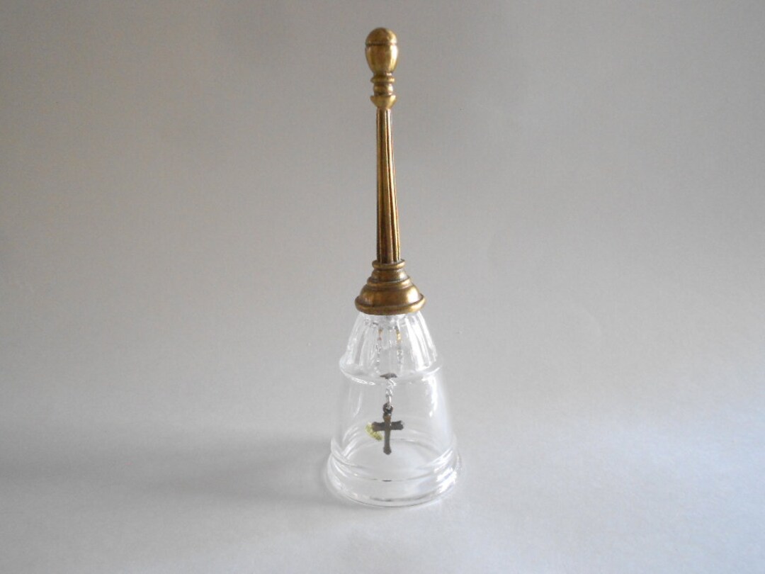 Crystal Bell Cross Clapper Vintage Bell Goldtone Handle Home Decor ...