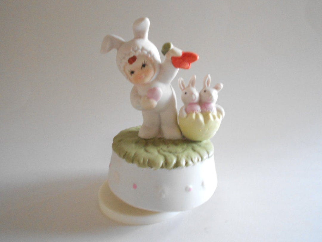 Child Bunny Figurine Easter Music Box Musical Figurine Easter Musical ...
