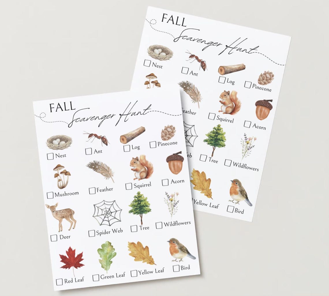 Autumn Nature Scavenger Hunt, Fall Scavenger Hunt Printable, Activity ...