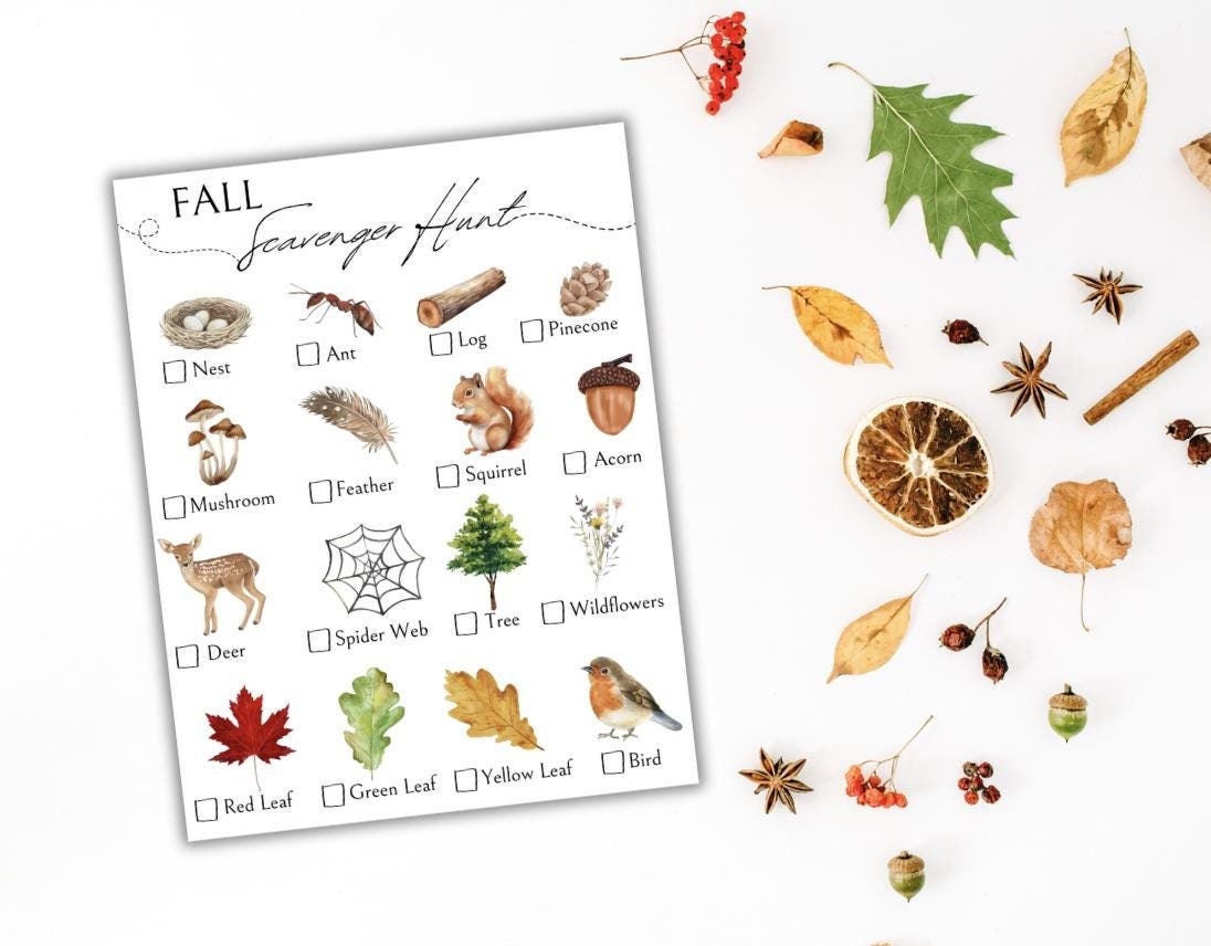 Autumn Nature Scavenger Hunt, Fall Scavenger Hunt Printable, Activity ...