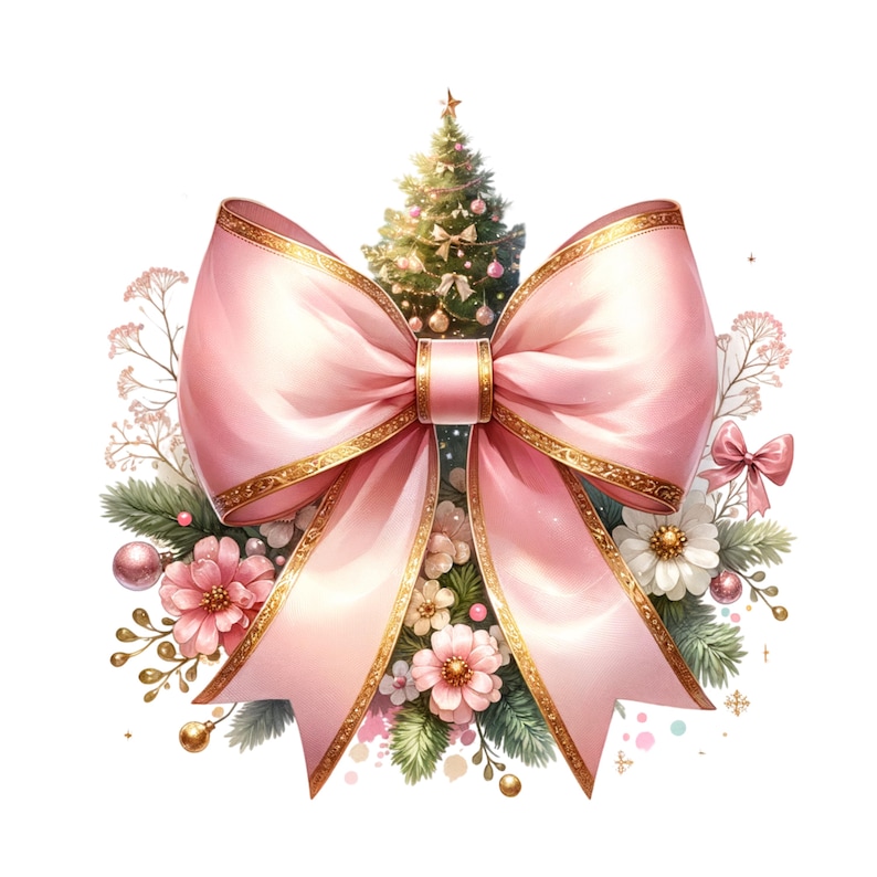 Coquette Pink Bow & Festive Christmas Tree - Etsy