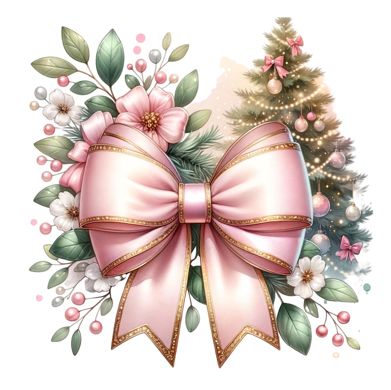 Coquette Pink Bow & Festive Christmas Tree - Etsy