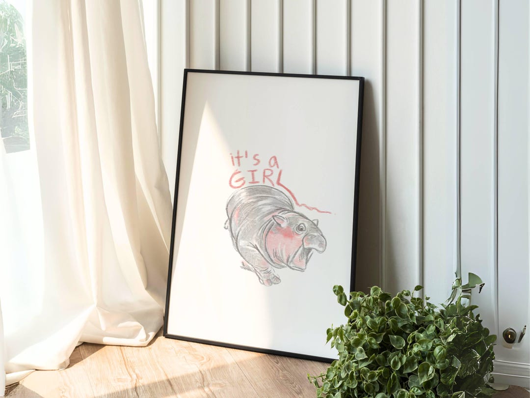 Moodeng Pygmy Hippo Baby Hippo Gifts for Him Pet Portraits Ugly Pet ...