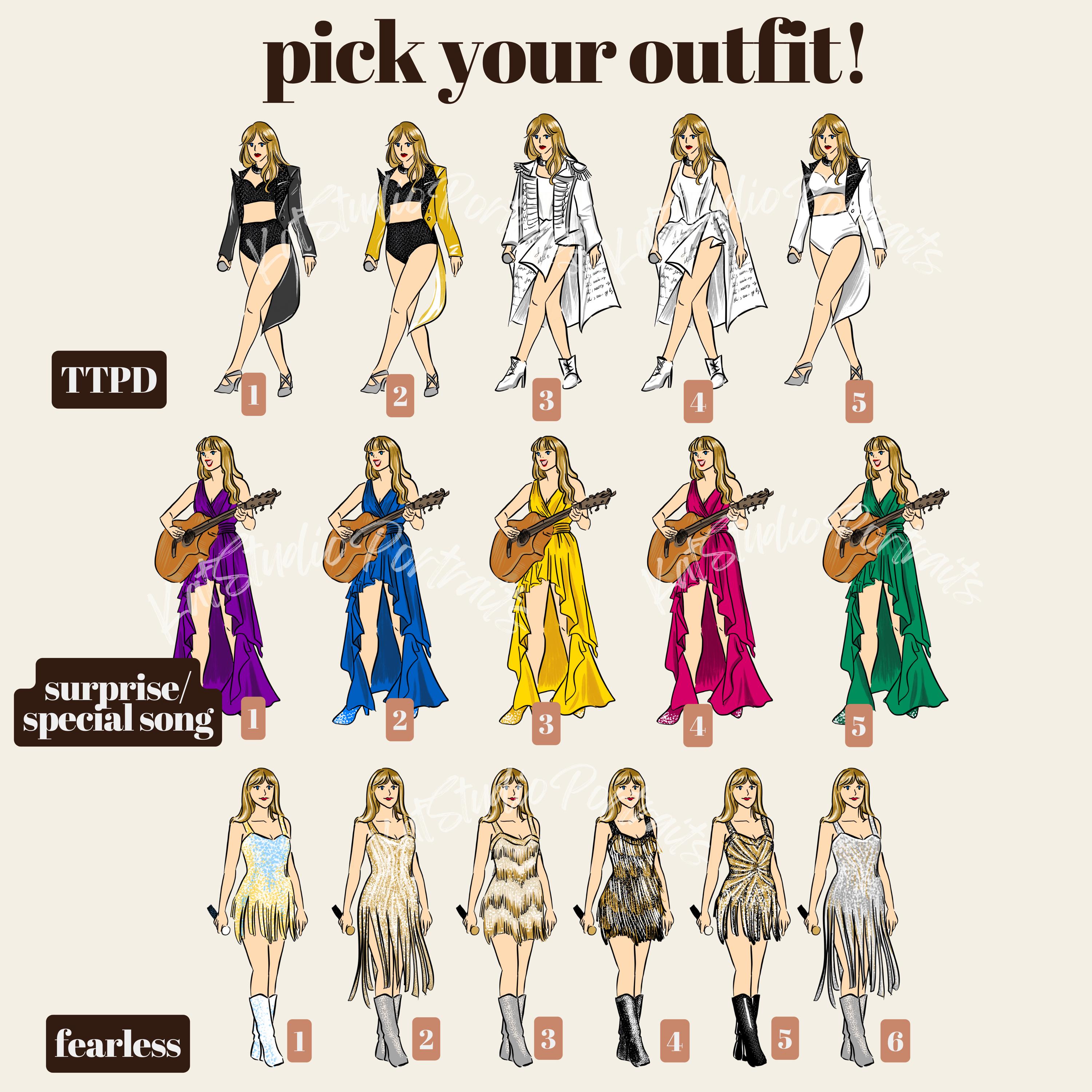 Custom Taylor Swift Eras Tour Poster Outfits, Eras Costume Outfits ...
