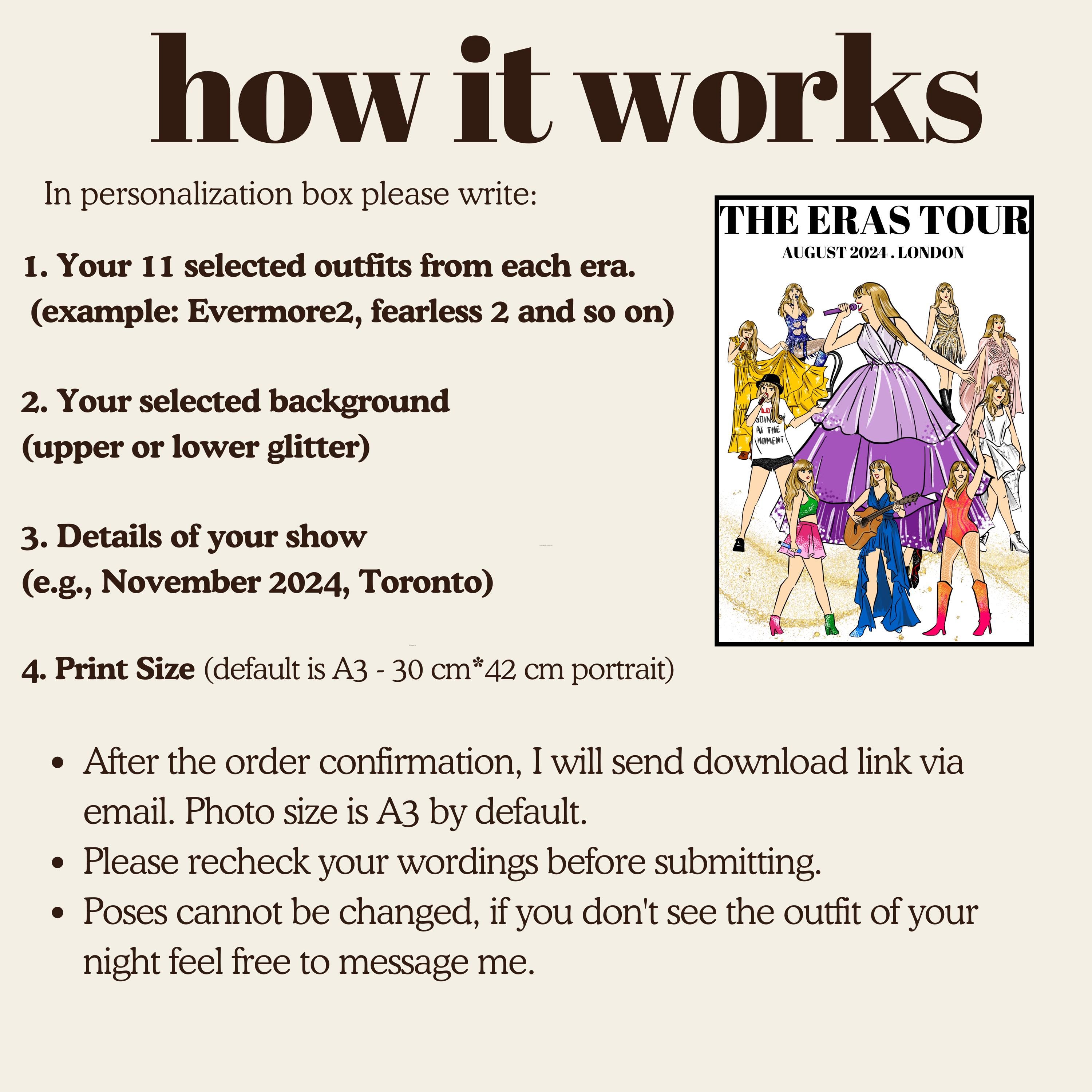 Custom Taylor Swift Eras Tour Poster Outfits, Eras Costume Outfits ...