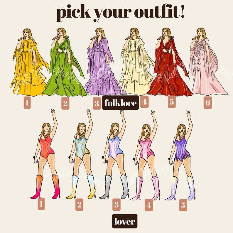 Custom Taylor Swift Eras Tour Poster Outfits, Eras Costume Outfits ...