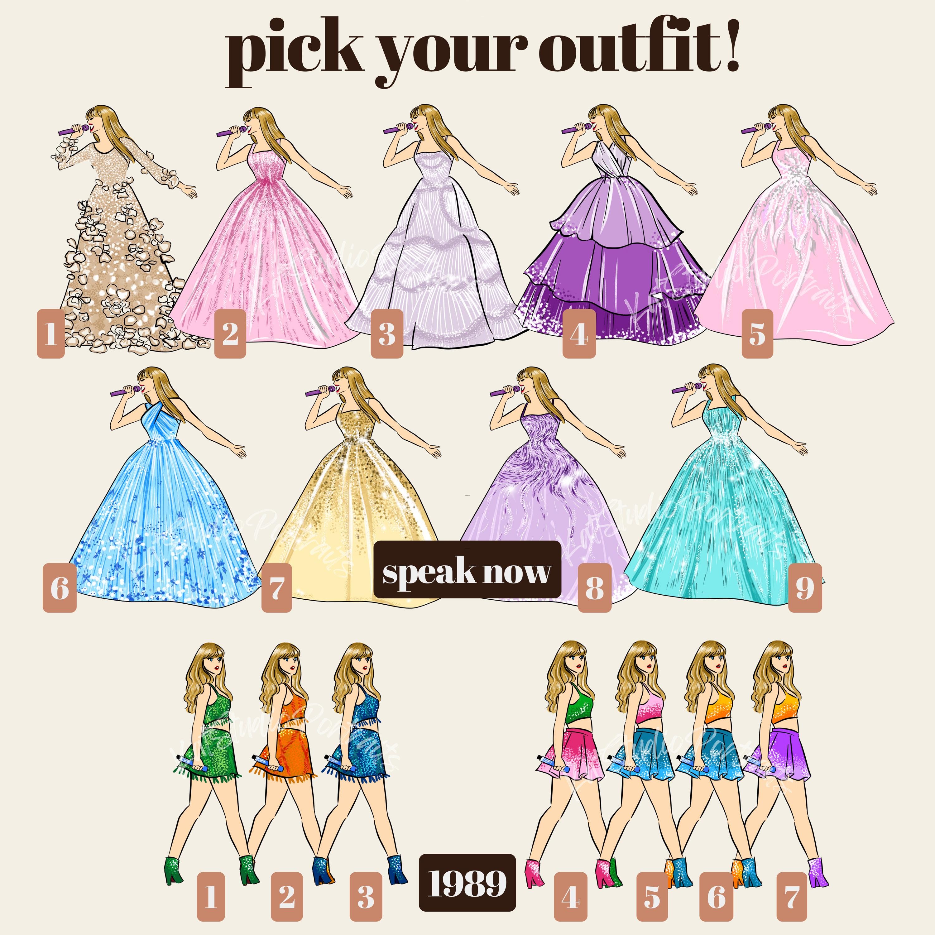 Custom Taylor Swift Eras Tour Poster Outfits, Eras Costume Outfits ...