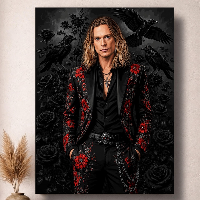 The Rockstar Lestat in Red Flower Suit, 13x19 Inch Print - Etsy