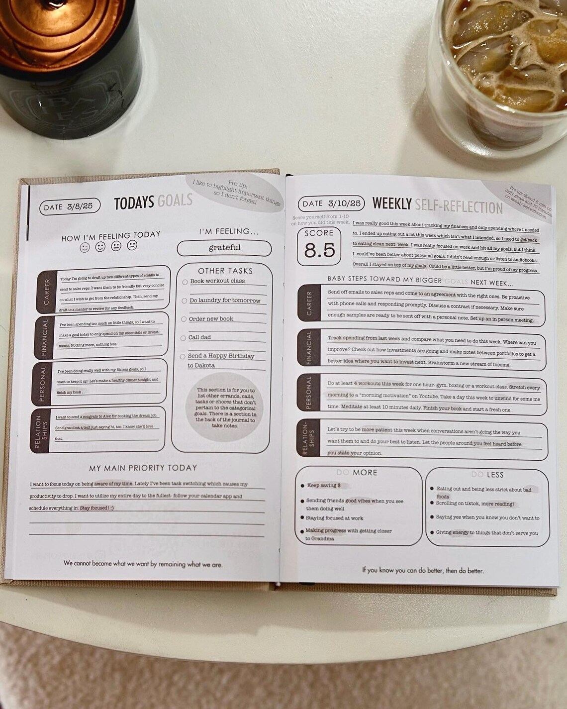 Guided Goal Setting Journal - Daily Planner, Wellness Journal ...