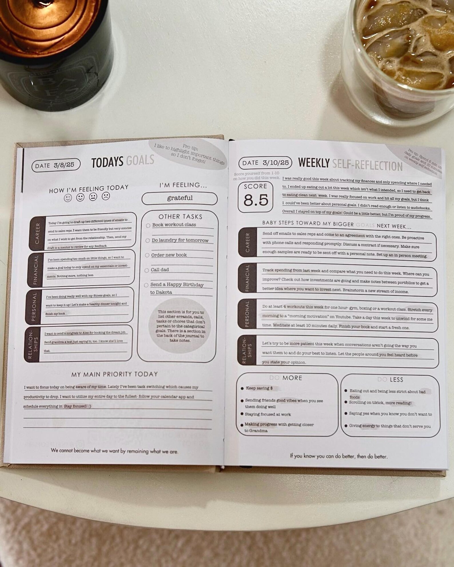 Guided Goal Setting Journal - Daily Planner, Wellness Journal ...