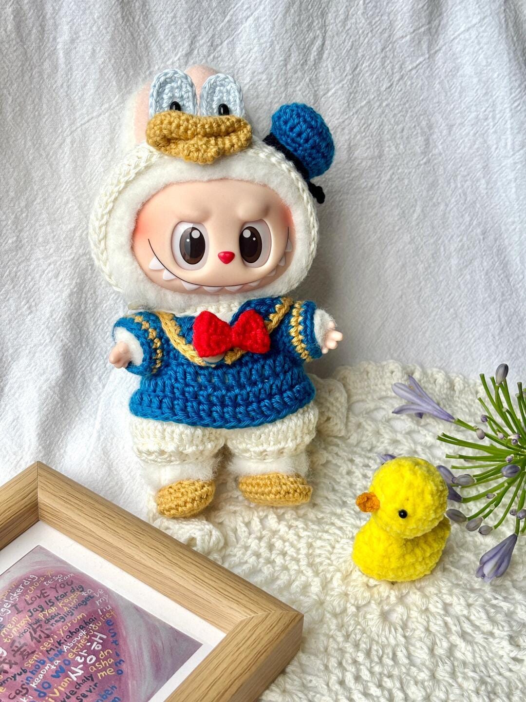 Labubu Donald Duck Crochet Costume Pattern: Amigurumi Doll Outfits (PDF ...