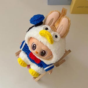 Labubu-donald Duck Crochet Outfits Pattern - Video Tutorial, Amigurumi ...