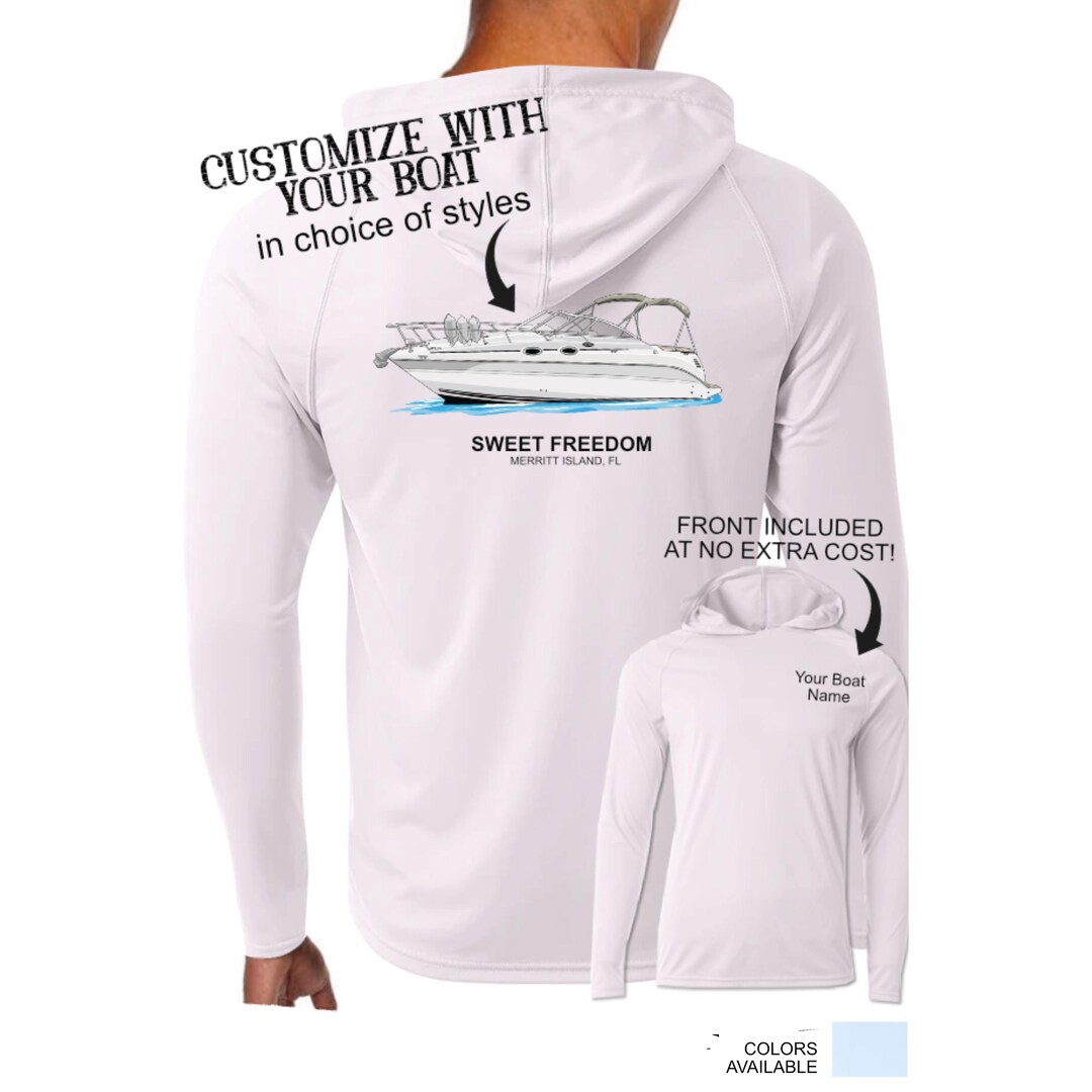 Custom Boating Shirt for Men - Long Sleeve Hooded UV Protection Sun ...