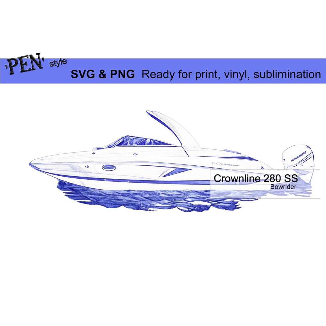 Digital Boat Graphic Drawing - Crownline 280 SS - 'pen' Style. Ready to ...