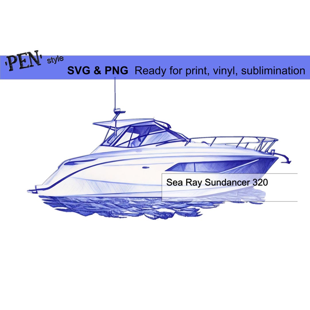 Digital Boat Graphic Drawing - Sea Ray Sundancer 320 - 'pen' Style ...