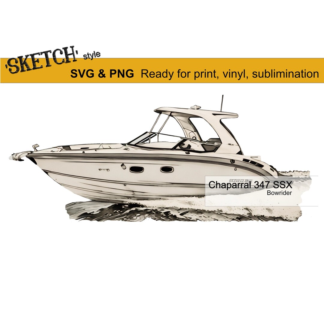 Digital Boat Graphic Drawing - Chaparral 347 SSX - 'sketch' Style ...