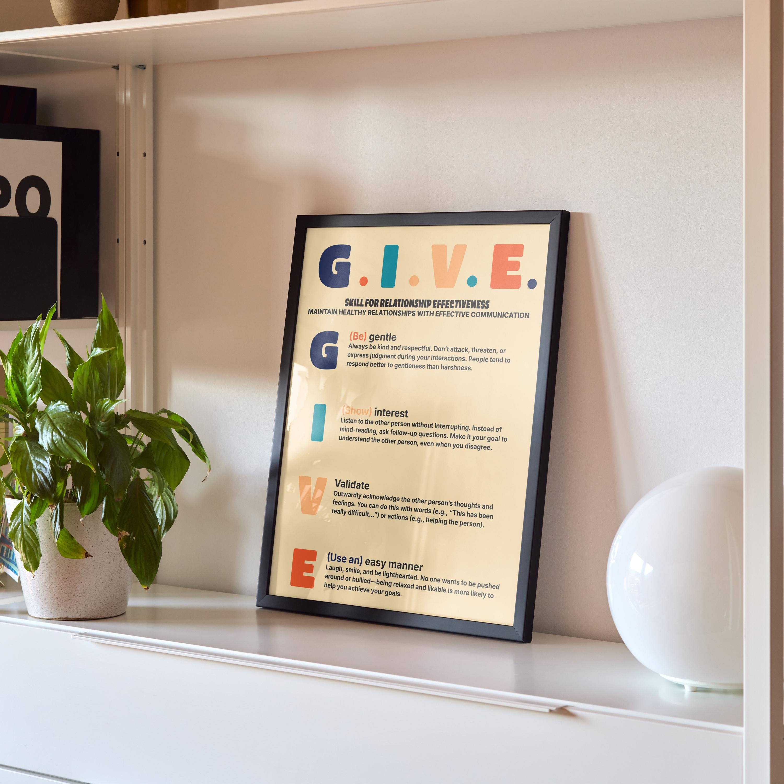 GIVE DBT Poster, Mental Health Poster, Therapy Poster, Therapist Office ...