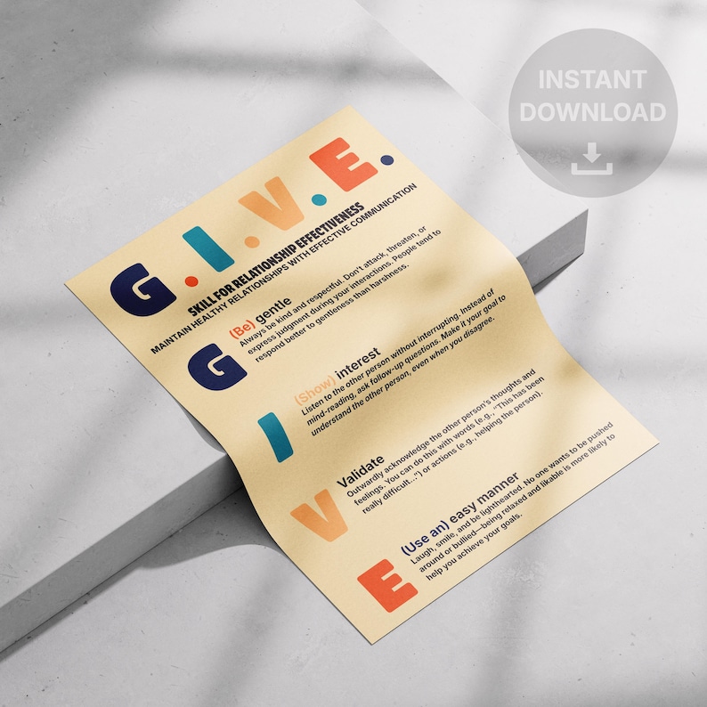 GIVE DBT Poster, Mental Health Poster, Therapy Poster, Therapist Office ...