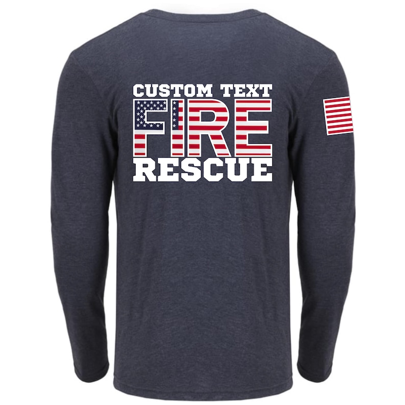 Custom Fire/rescue Shirt With Flag on Sleeve and Custom Number in ...