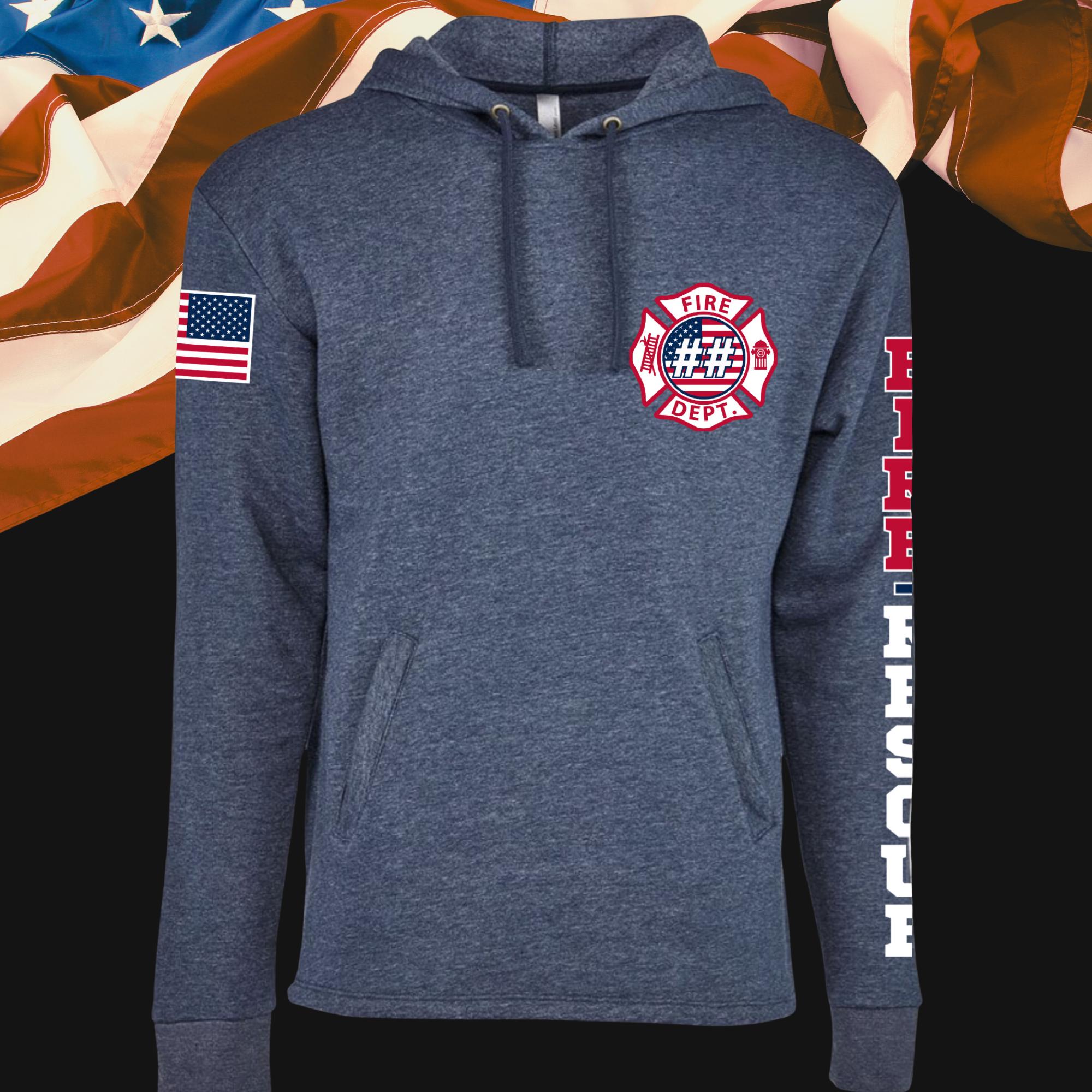 Customizable Fire Rescue / Fire Department - Flag Lettering Long Sleeve ...
