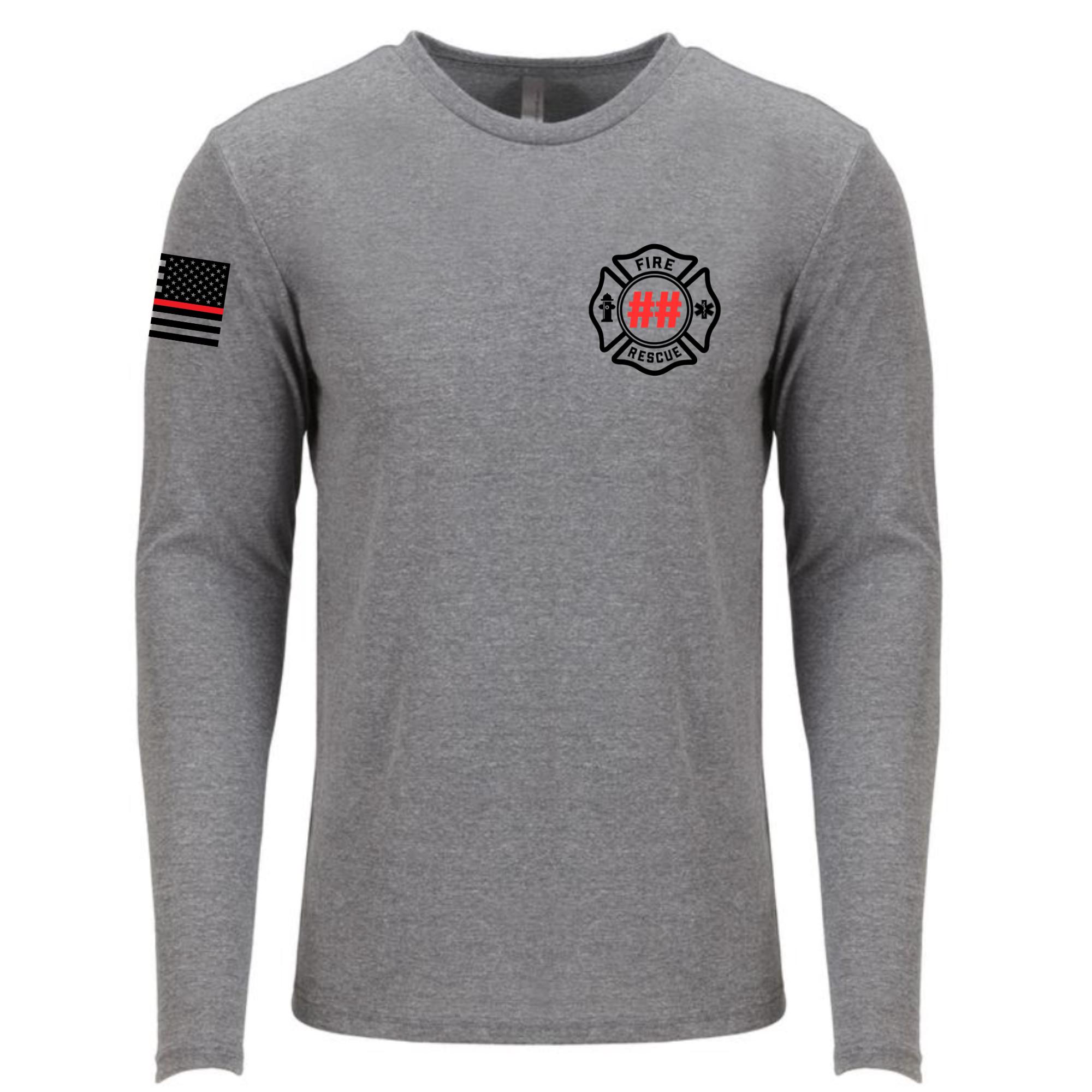 Custom Fire/rescue Shirt With Flag on Sleeve and Custom Number in ...