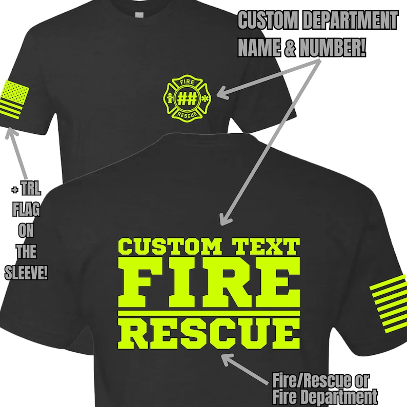 Custom Fire/rescue or Department Shirt With Flag on Sleeve + Custom ...