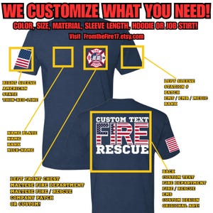 Custom Fire/rescue Shirt With Flag on Sleeve and Custom Number in ...