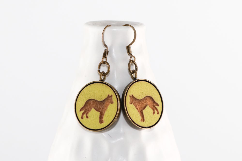 Custom Dog Breed Dangle Earrings Laser Engraved Wood Pet | Etsy