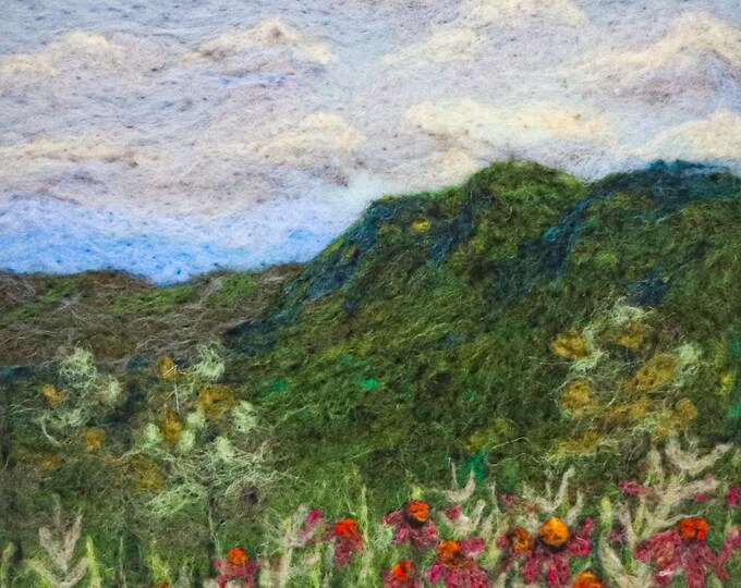 Needle Felted Wool Landscape Painting, Wildacres Wildflowers (8x10) - Etsy