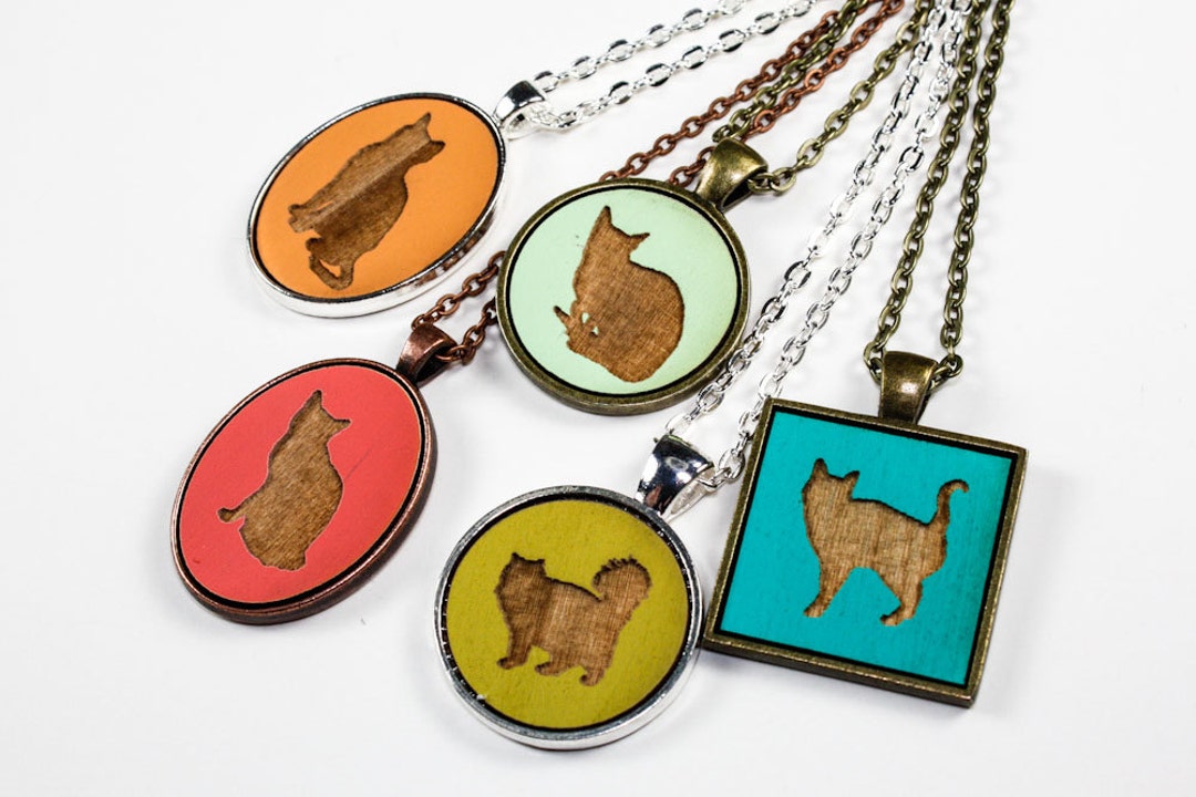 Custom Cat Pendant Necklace - Choose Your Color & Design - Etsy