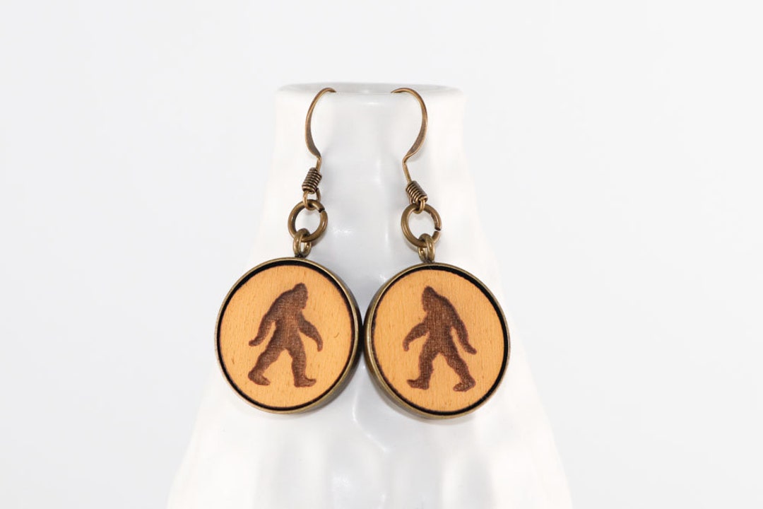 Bigfoot Earrings - Laser Engraved Wood - Sasquatch Jewelry (custom Made ...