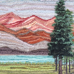 Fiber Art Landscape, Red Hills (20x40) Rug Hooking, Punching, Needle ...