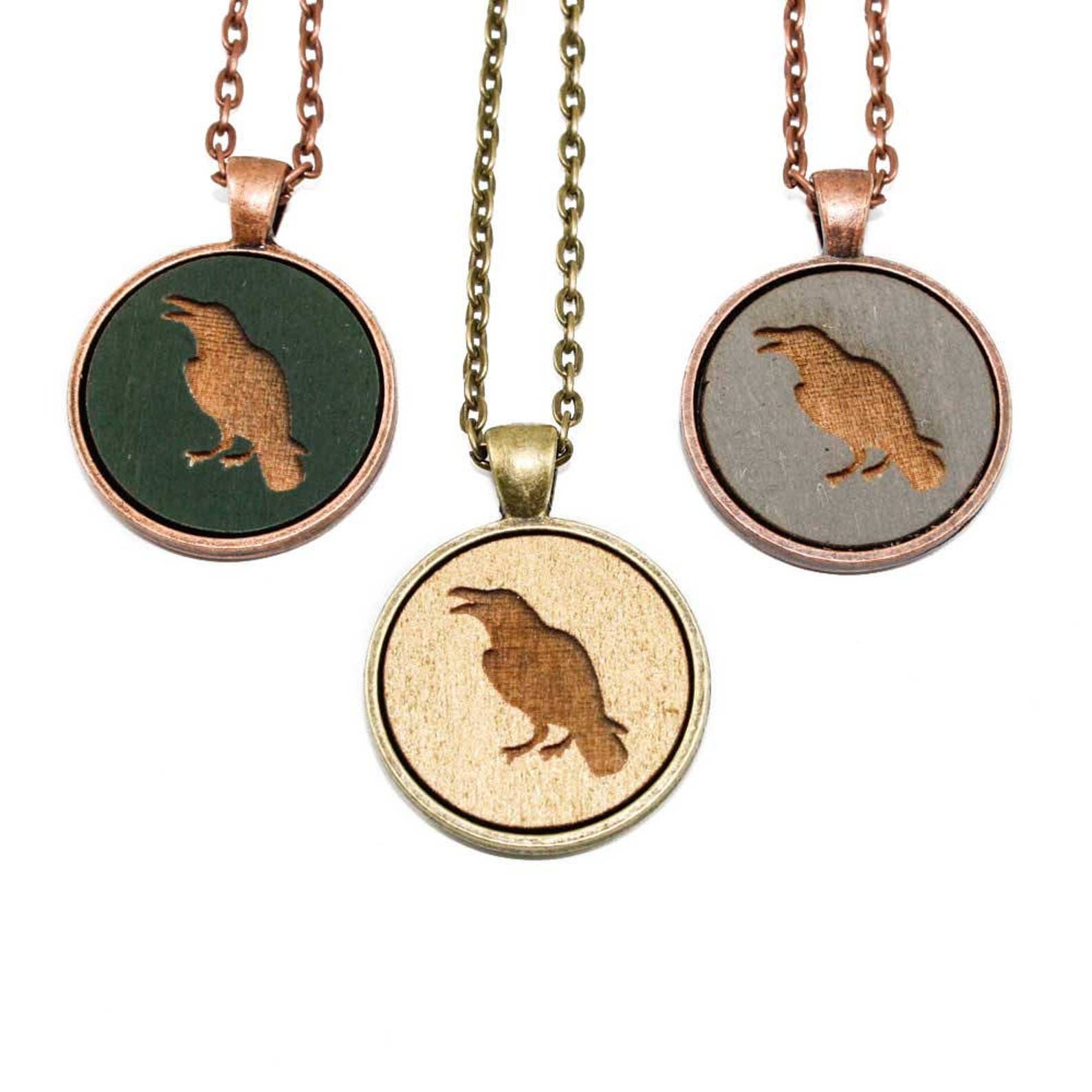 Raven Necklace Laser Cut Wood Bird Pendant choose Your | Etsy