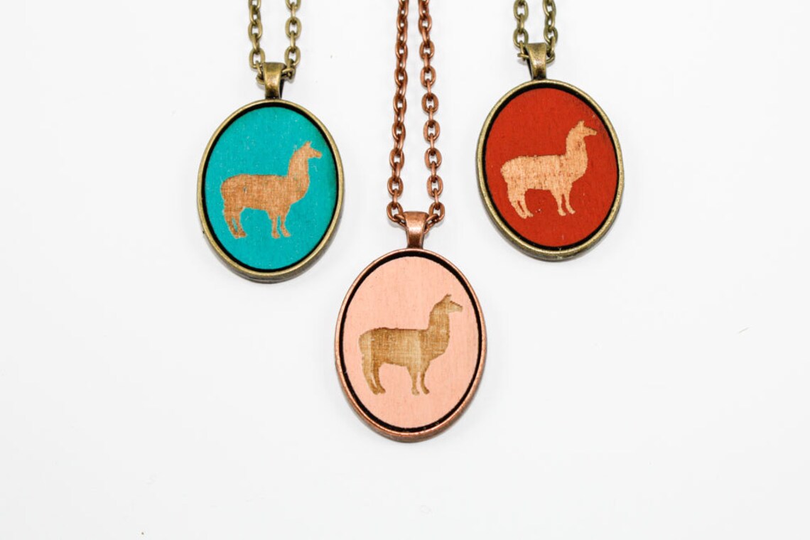 Llama Necklace - Laser Engraved Wooden Cameo (custom Made / Any Color ...