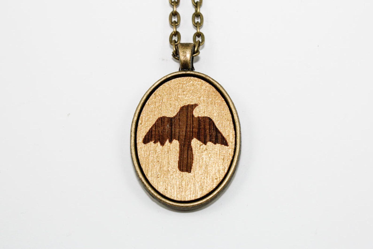 Crow Pendant Laser Engraved Hand Painted Wood choose Your - Etsy