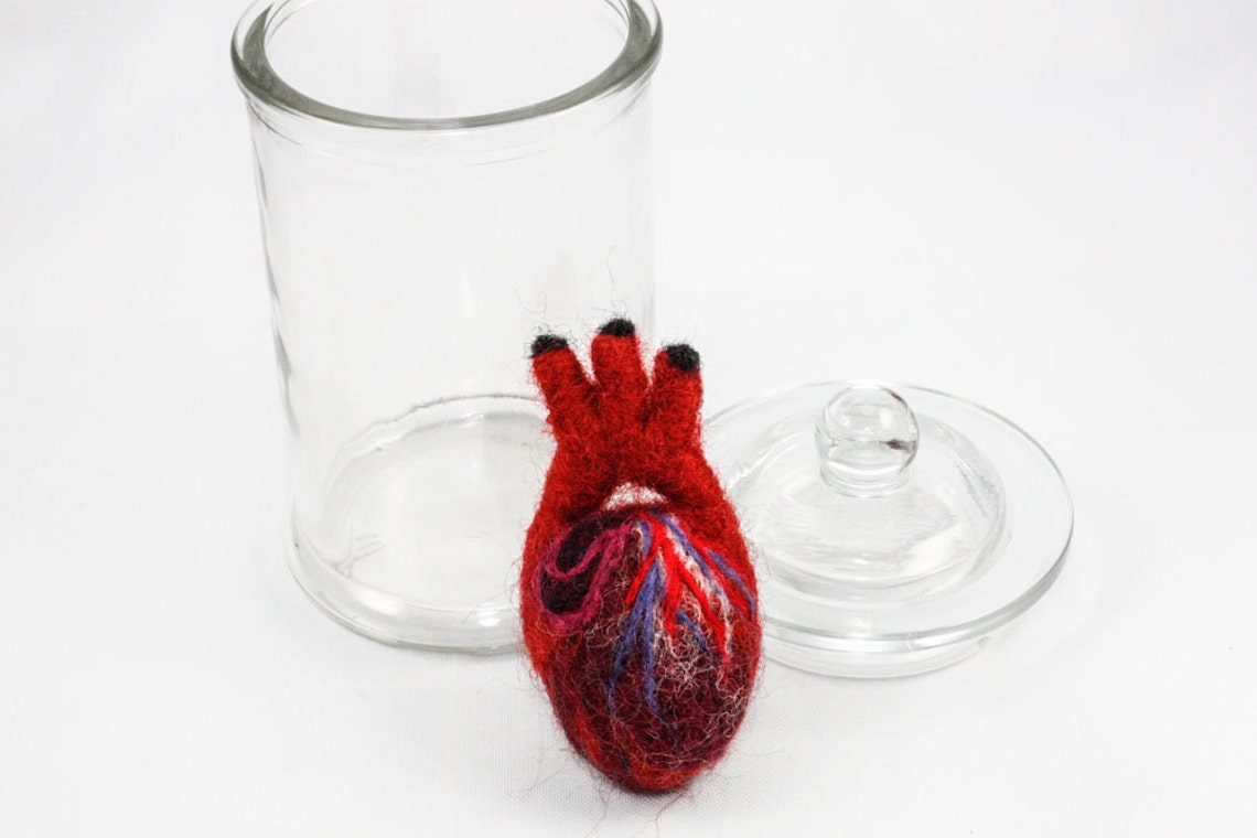 Felted Anatomical Heart (XS) With Apothecary Jar & Personalized ...