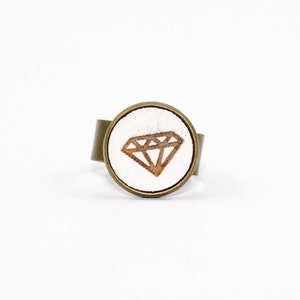 Geometric Diamond Design Ring - Laser Cut Wood in Adjustable Setting ...