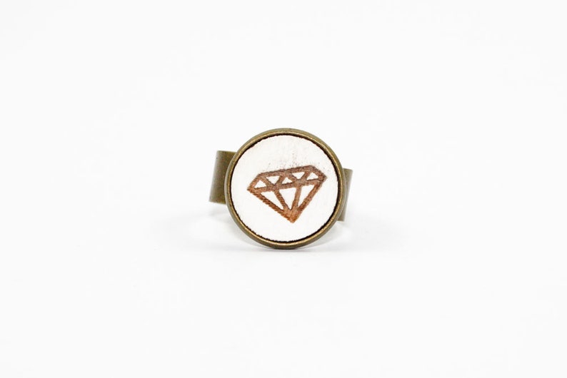 Geometric Diamond Design Ring - Laser Cut Wood in Adjustable Setting ...