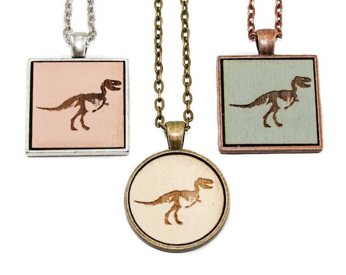T-rex Skeleton Pendant Laser Engraved Wood Dinosaur Bones - Etsy