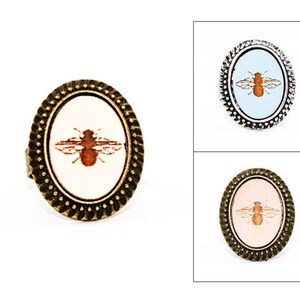 Oval Bee Ring Laser Engraved Wood in Adjustable Setting choose Your ...