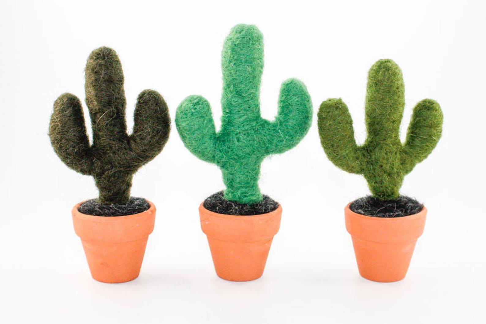 Needle Felted Cactus - Wool Fiber Art - Faux Succulent - Etsy