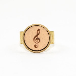 Treble Clef Ring - Laser Cut Wood in Adjustable Setting (choose Your ...