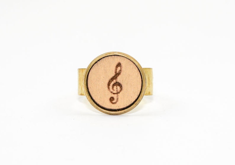 Treble Clef Ring - Laser Cut Wood in Adjustable Setting (choose Your ...