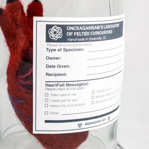 Felted Anatomical Heart (XS) With Apothecary Jar & Personalized ...