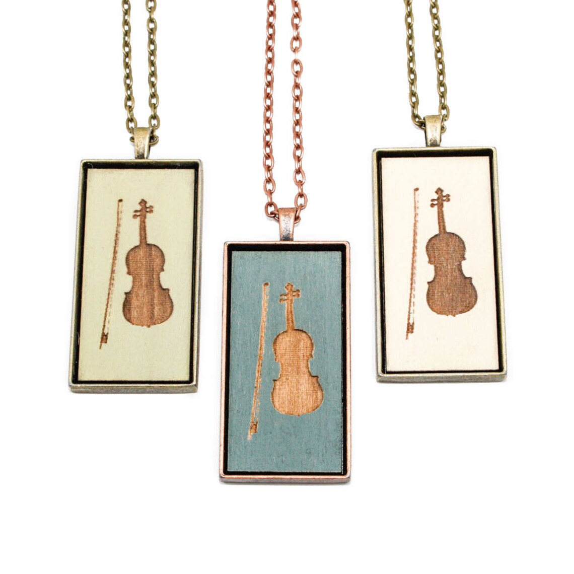 Violin Pendant Engraved Wooden Cameo Necklace Custom Made / | Etsy
